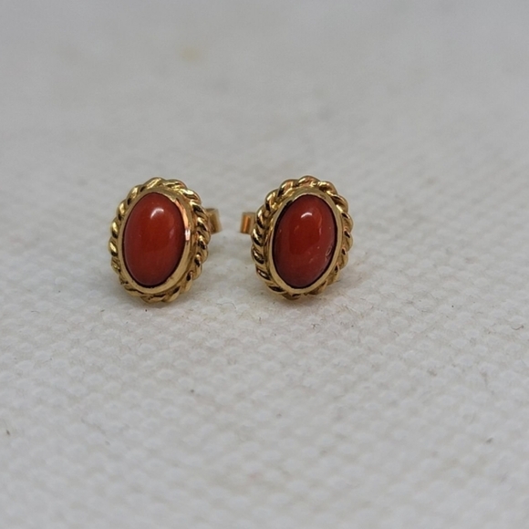 Jewelry | 14k Carla Earring With Orange Spiny Oyster Stone | Poshmark